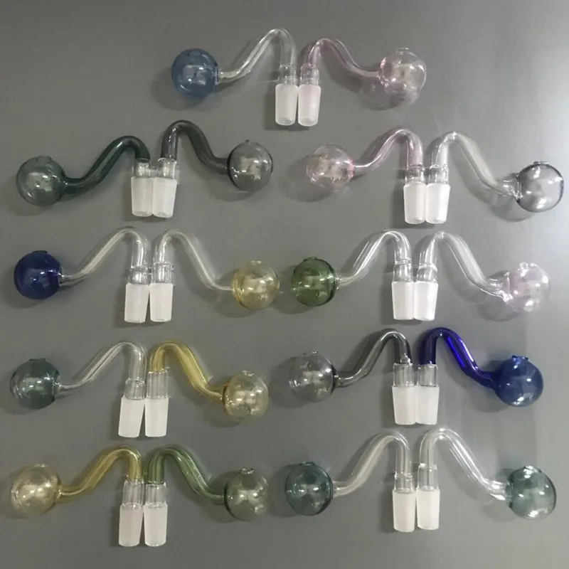 Colorful Curved Smoking Pipe Thick Pyrex Oil Burner Pipes 14mm Male ...