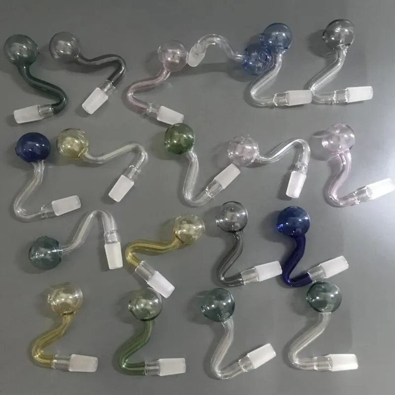 Colorful Curved Smoking Pipe Thick Pyrex Oil Burner Pipes 14mm Male ...