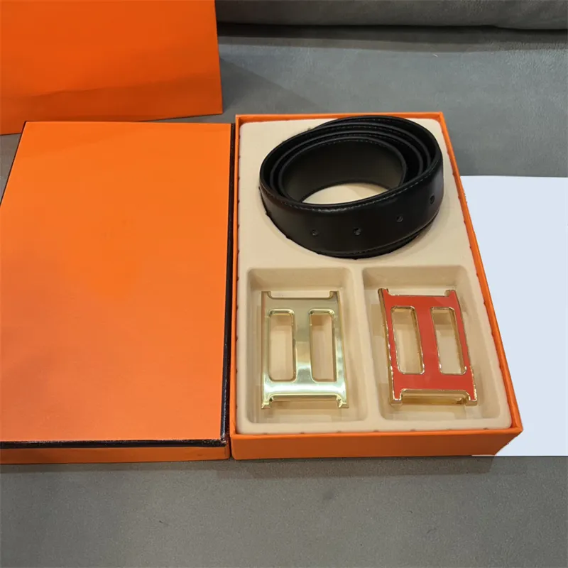 Designer Belts Men Belt Women Waistband Metal Buckle Luxury Belt Orange ...
