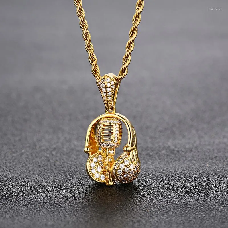 DHgate.com:Hip Hop Full Cubic Zirconia Microphone Pendant Necklace Gold ...