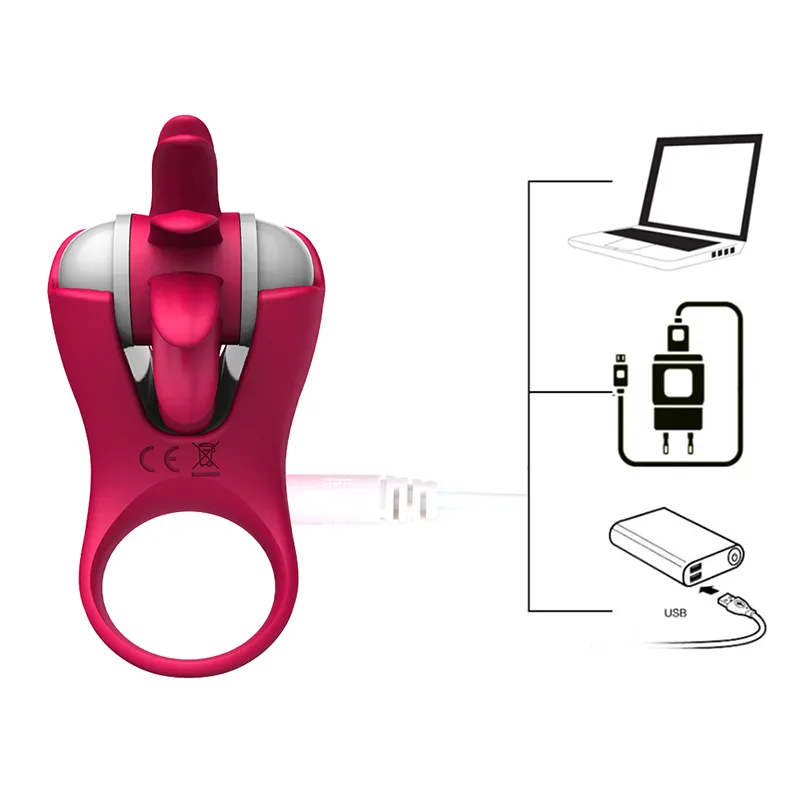 Sexy Costumes 10 Speed Recharging Rotation Oral Vibrator Tongue Licking