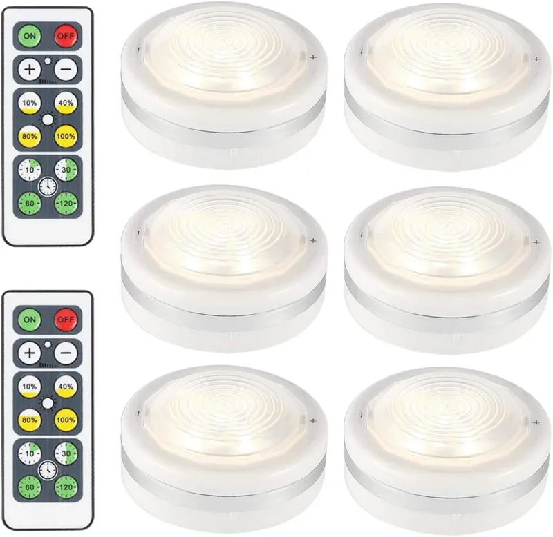Cordless Under Cabinet Lighting, Battery Operated Remote Lights, 6 Pack ...