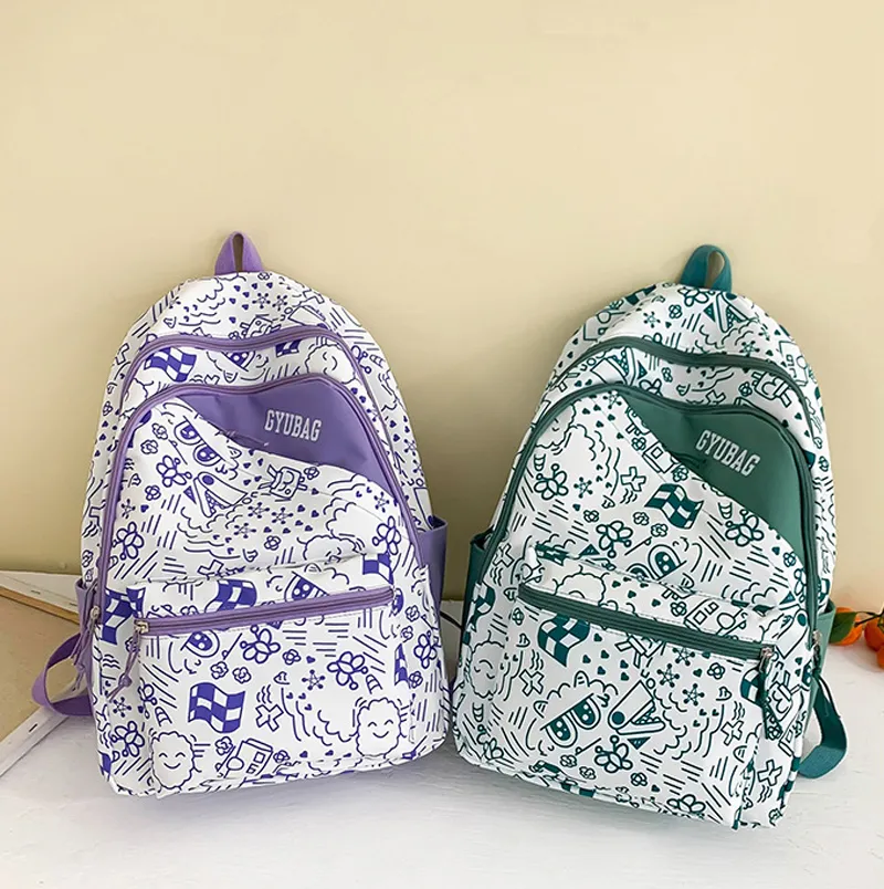 DHL Unisex Student Nylon School Bags with Cartoon Prints, 30L Large ...