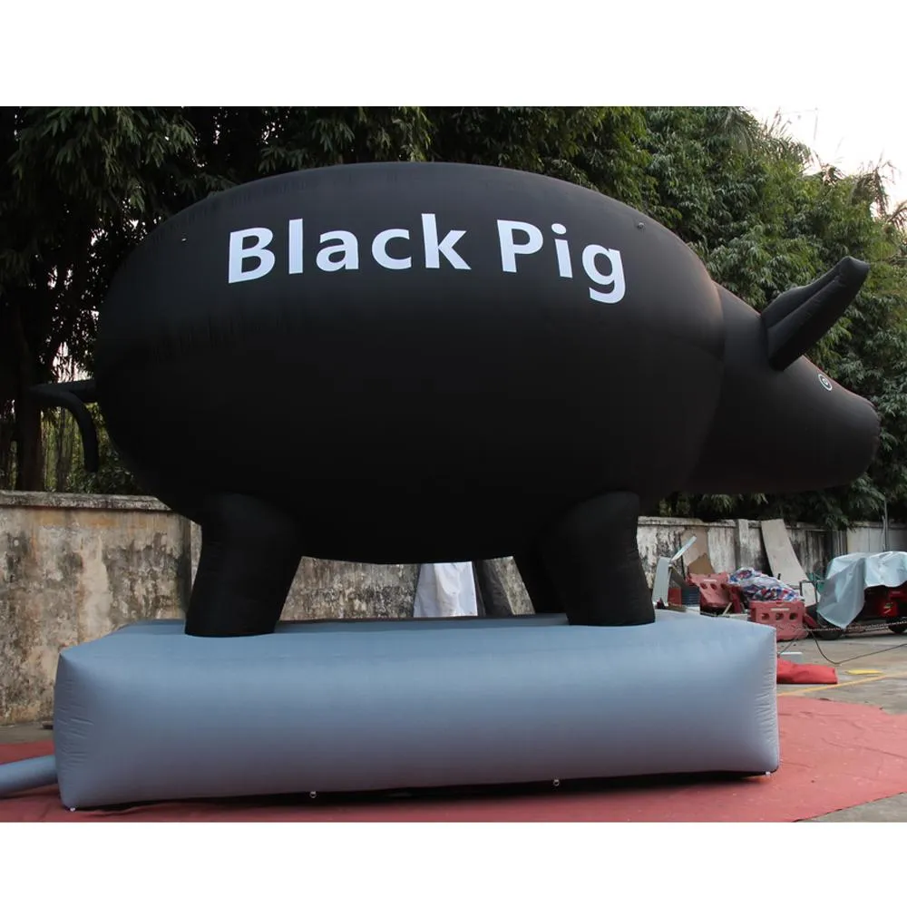 Custom Made Large Black Inflatable Pig Balloon Expander With Logo For ...