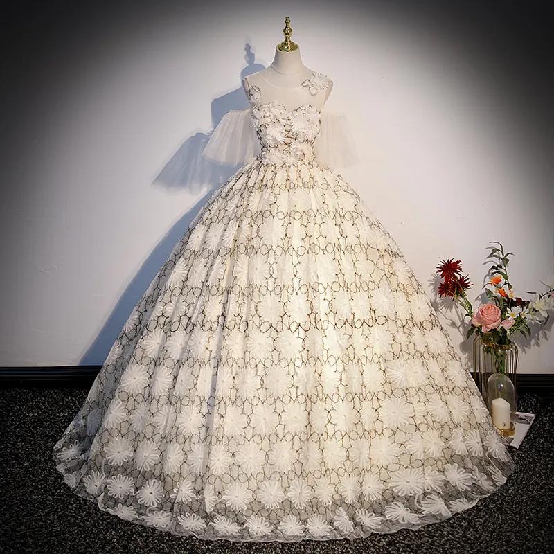 Luxury Renaissance Princess Type Gown With 3D Flower Petals And Roscoco ...
