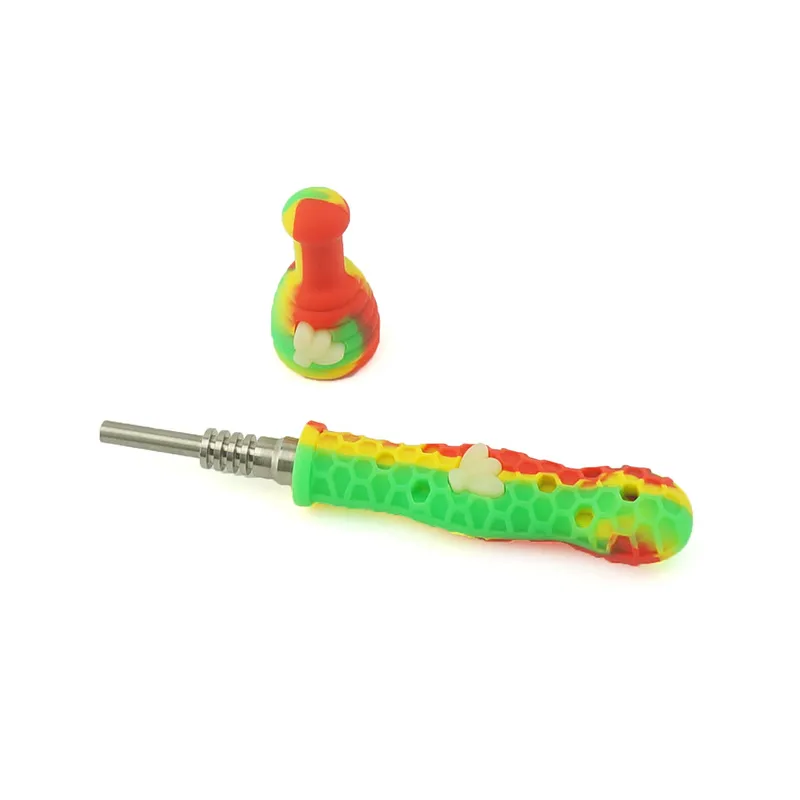 Silicone Pipes With Titanium Dab Nail Tip Kit Portable Hand Pipe, 14mm ...