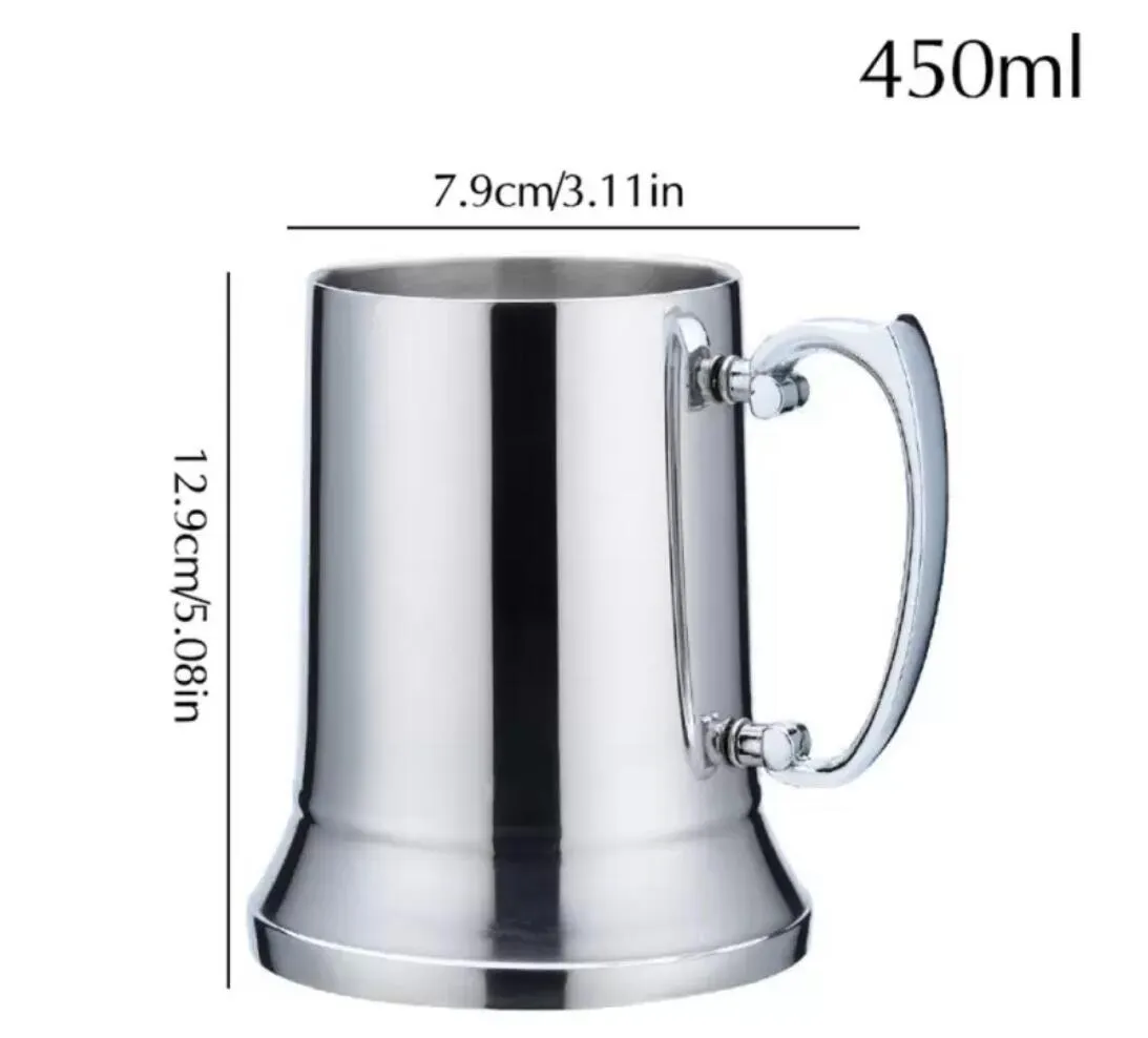 Double Stainless Steel Tankard Beer Stainless Steel Coffee Mug With ...
