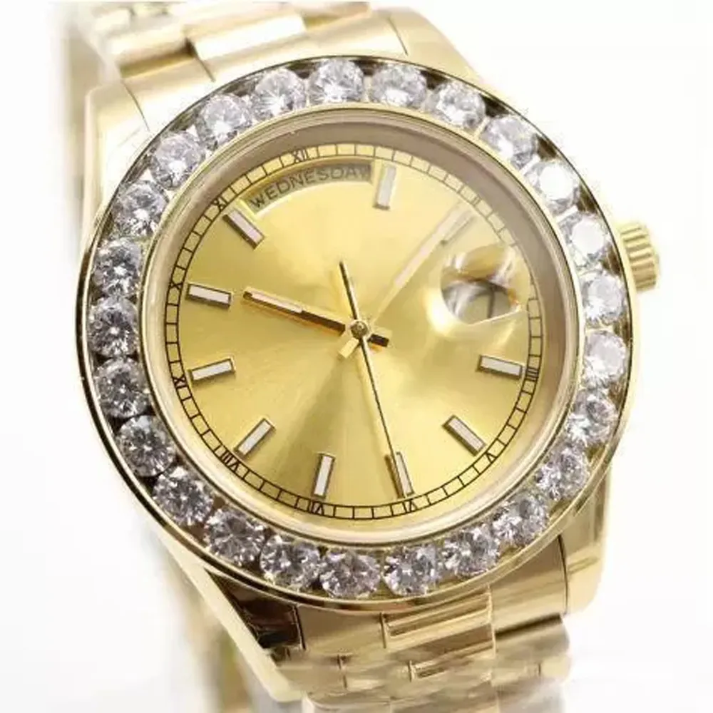 Fashion Mens Watch Big Diamond Gold Face Full... From Michaeltravis ...