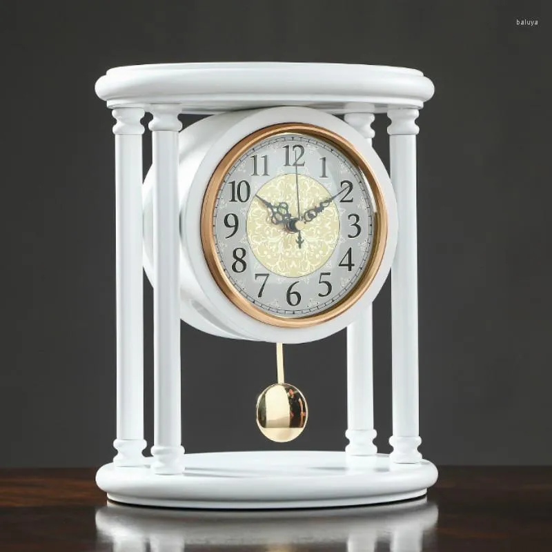 Table Clocks Pendulum Vintage Table Clock Decor Mute Wooden Creative ...