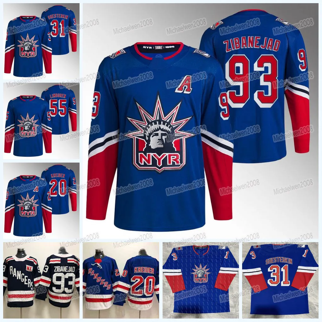 New York Mika Zibanejad Rangers Jersey Reverse Retro Ryan Lindgren Igor ...