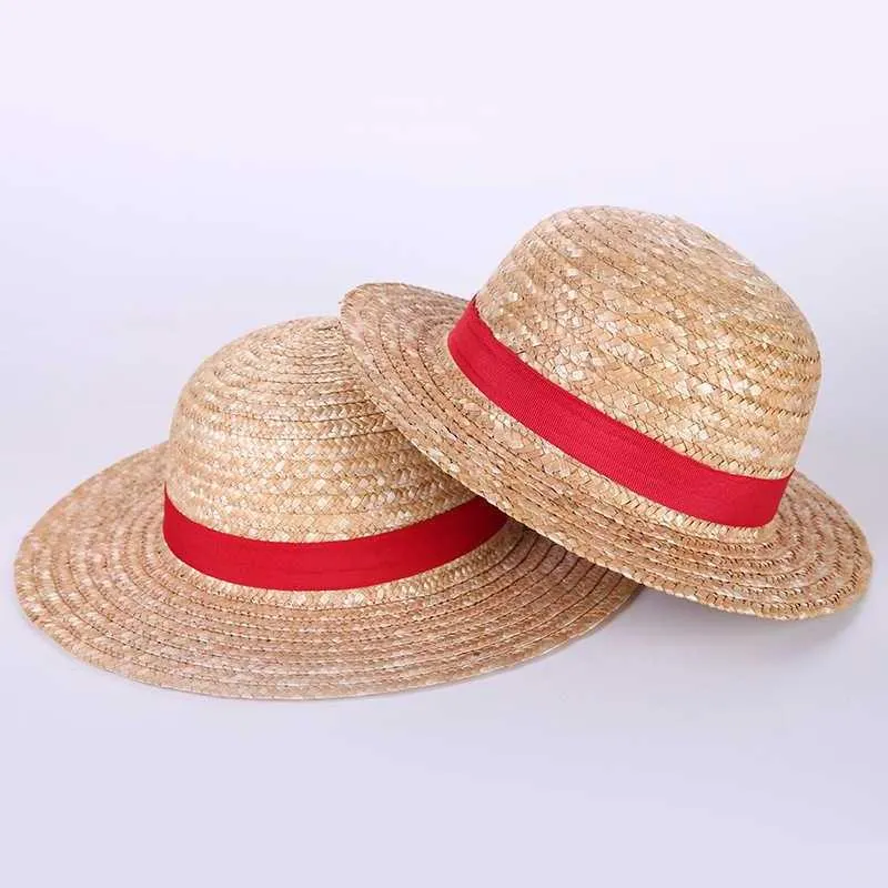 One Piece Cap Straw Hat Neck String Luffy Flat Hats Cosplay Japanese ...