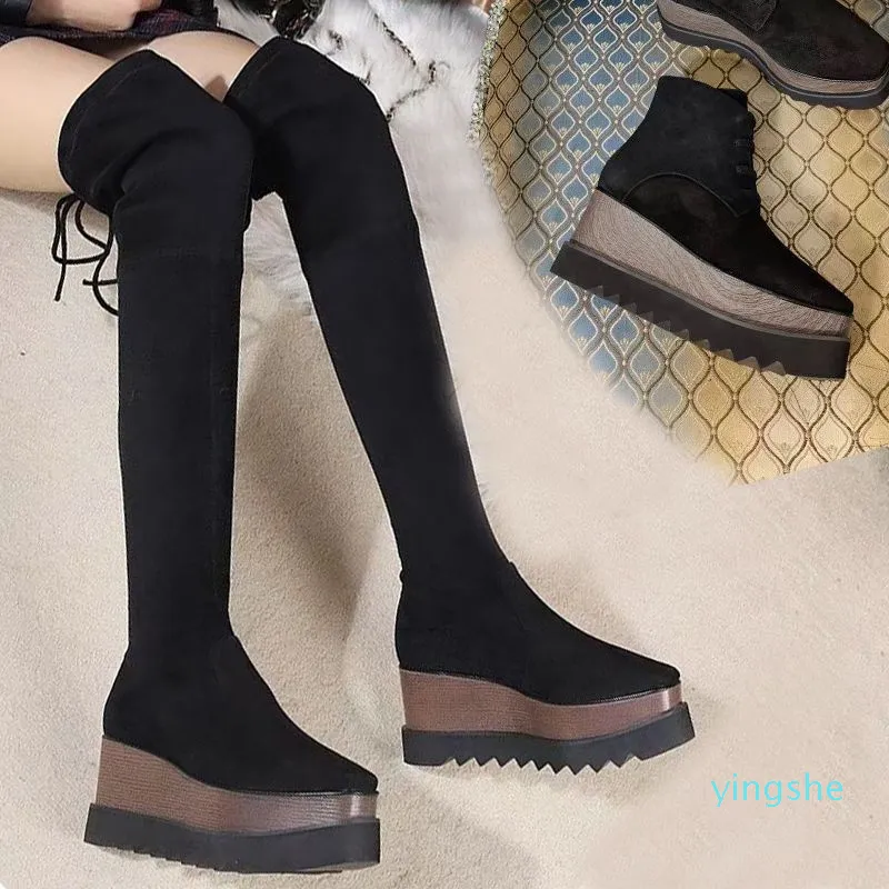 Designer Knitted Heeled Wedge Boots For Women For Women Autumn/Winter ...