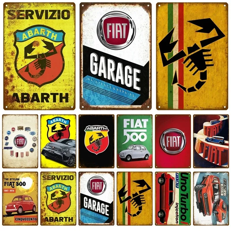 Abarth FIAT Metal Sign 20x30cm Retro Vintage Wall Decor Plate For Home ...