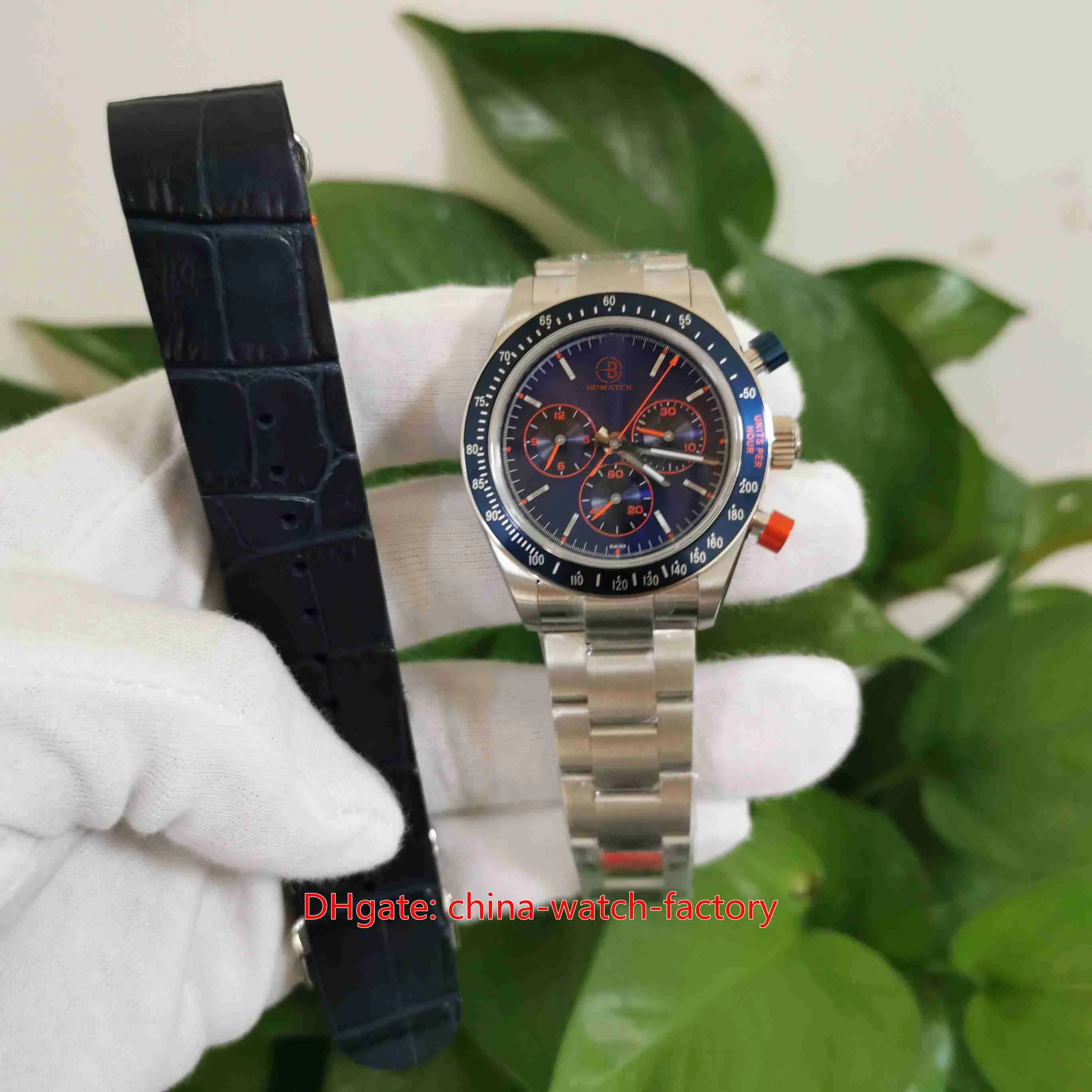 40mm Mechanical Chronograph Watch For Men Automatic Movement Blue Dial ...