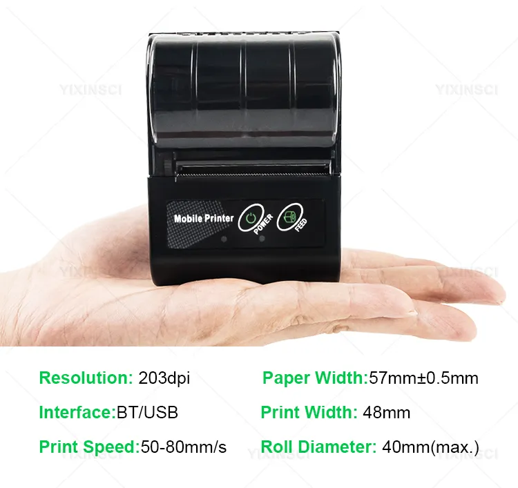 Mini Portable Bluetooth Thermal Receipt Printer - 58mm Wireless Mobile ...
