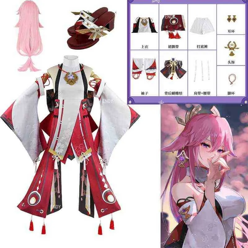 Yae Miko Guuji Cosplay Costume From Genshin Impact Kawaii Wigs, Demonia ...