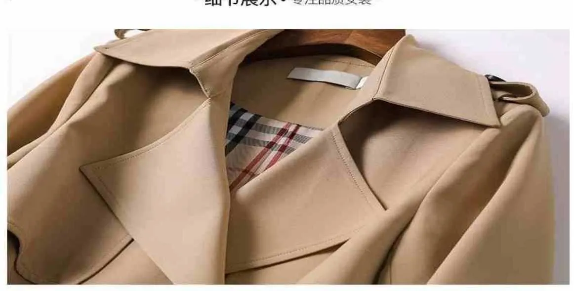 Korean Coats For Women, Mid Length Trench Coat Womens Grid Pattern ...