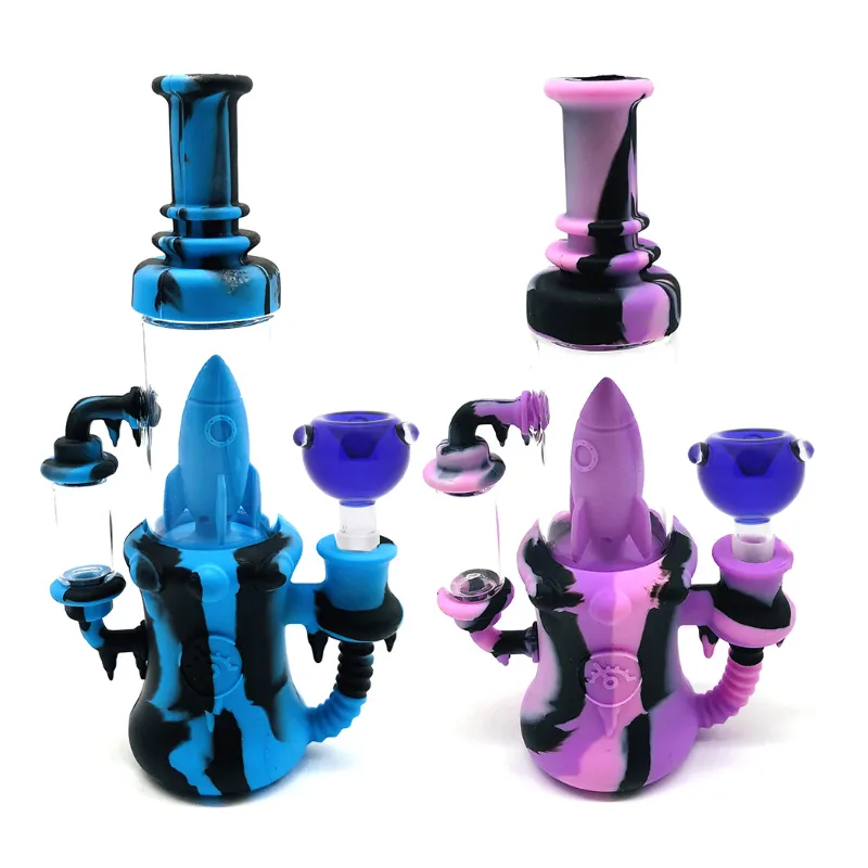 Durable Silicone Water Pipes With Glass Chamber Rocket Design, Recycle ...