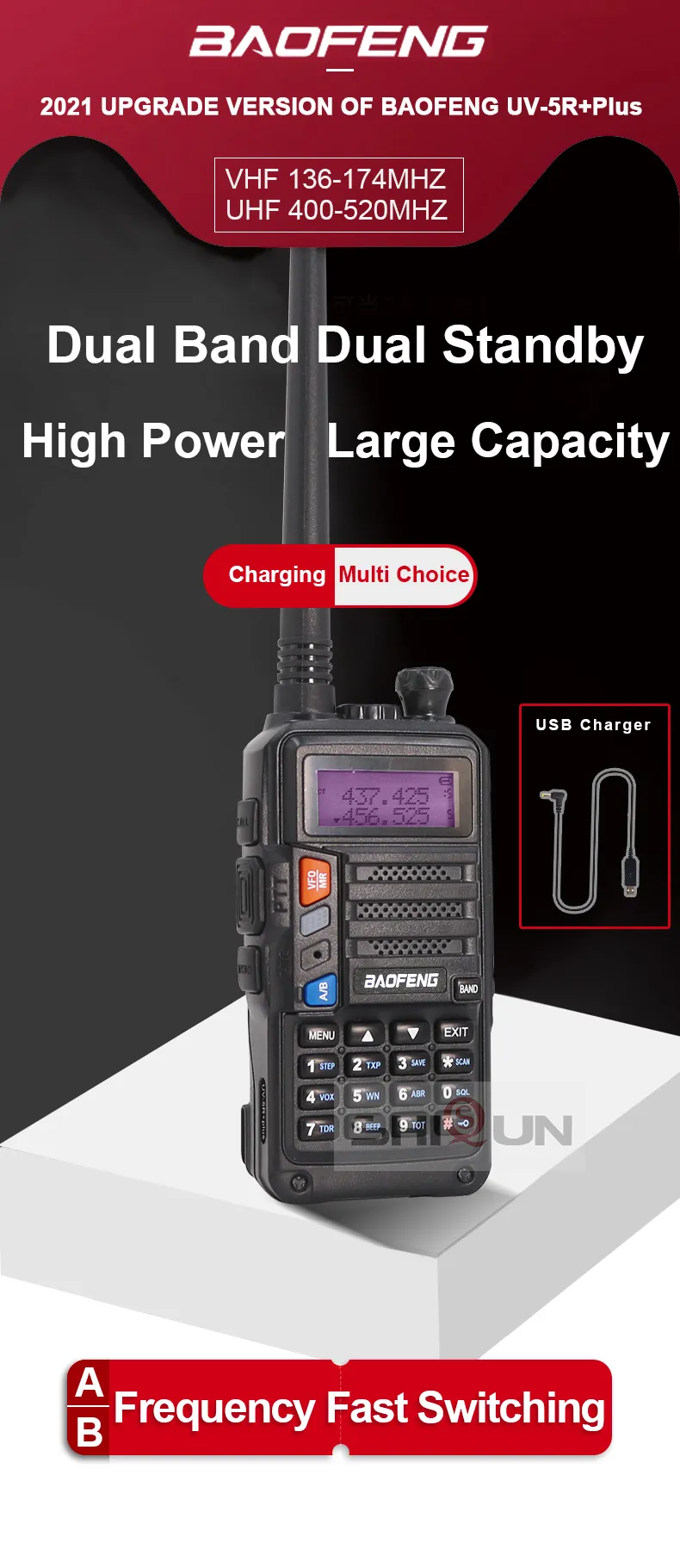 Long Range Baofeng UV 5R Plus UV S9 Walkie Talkie For Hunting 10W Radio ...