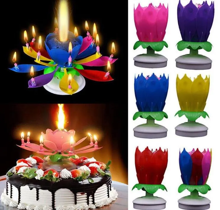 Musical Birthday Candle Magic Lotus Flower Birthday Cake Candles ...