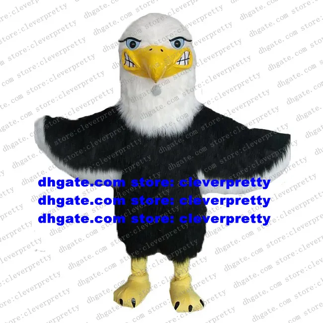 Black White Long Fur Eagle Hawk Mascot Costume Tiercel Falcon Vulture ...