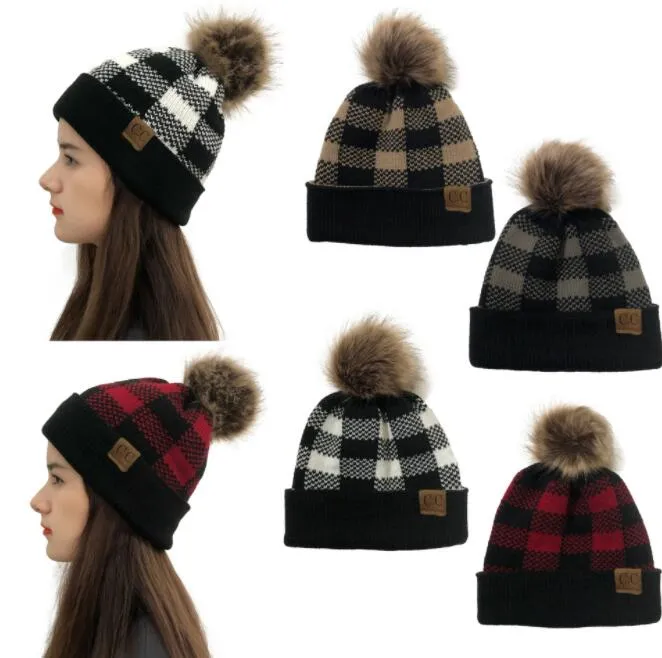 Christmas Warm Woolen Hat Xmas Generous Lattice Crimping Color Matching ...