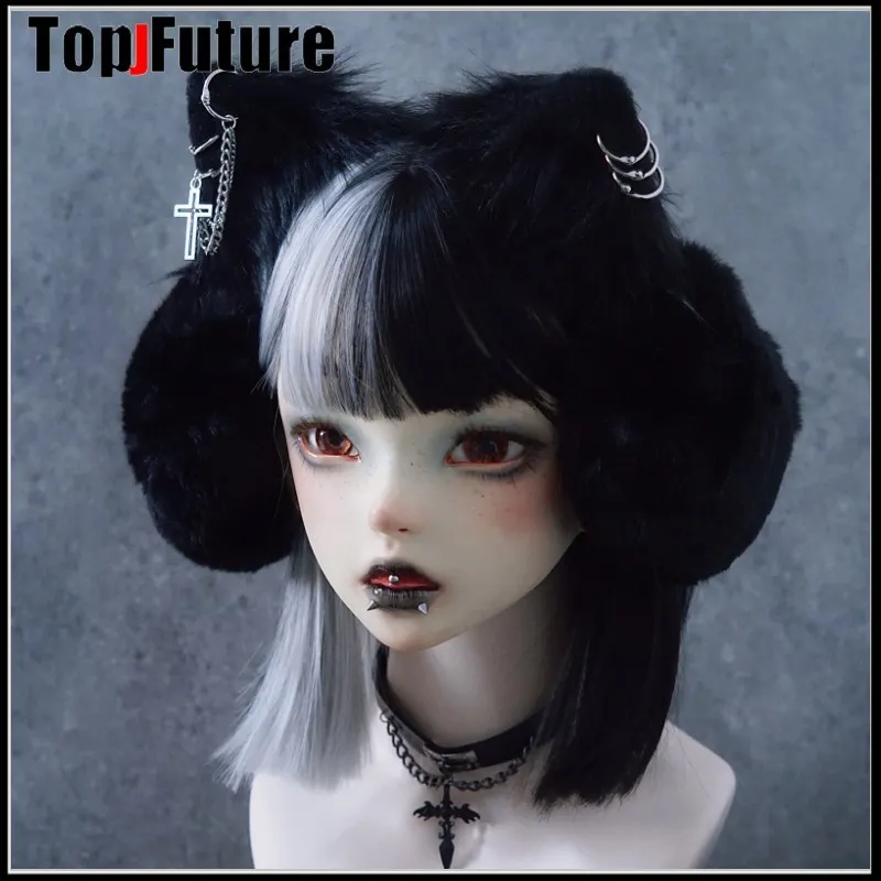 Harajuku Punk Girl Womens Winter Ear Muffs Plush Cat And Bat Wing ...