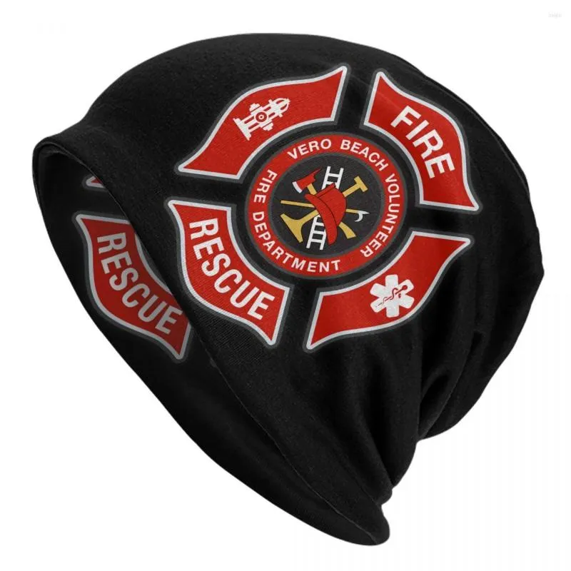 Berets Fire Rescue Firefighter Bonnet Beanie Knitted Hat Men Women Hip
