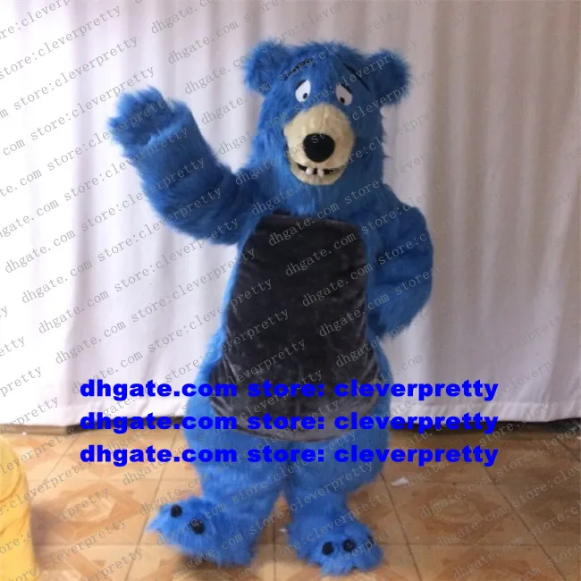 Blue Long Fur Baloo Bear Mascot Costume Adult Cartoon Character Outfit ...