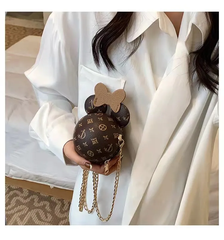 Kids PU Leather Crossbody Handbag with Cartoon Mouse Ears for Girls ...