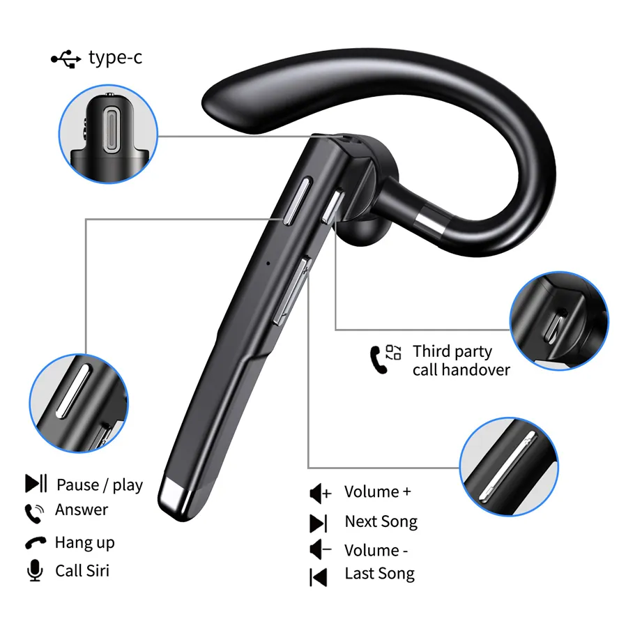 Cell Phone Earphones 520 Single Ear Earbud Over-Ear Stereo Business ...