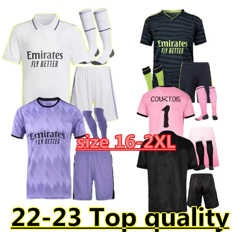 Kids Kit 120th Y 3 Black 22/23 2023 BENZEMA Soccer Jerseys Football ...
