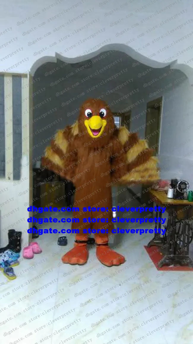 Brown Long Fur Turkey Tacchino Pheasant Mascot Costume Adult Cartoon ...