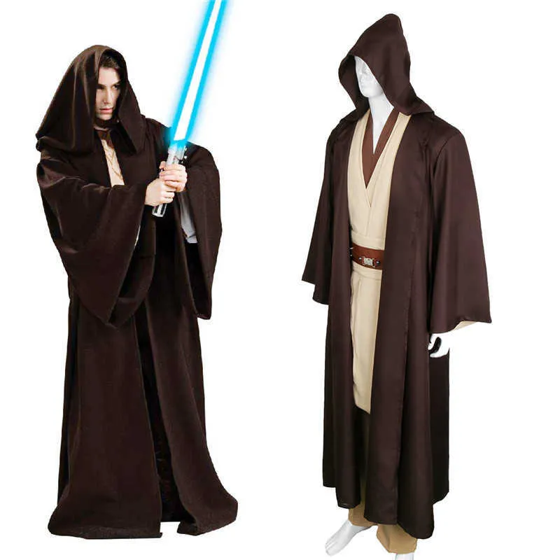 Unisex Jedi/Sith Knight Cloak Cape Costume Hooded Cosplay Robe ...