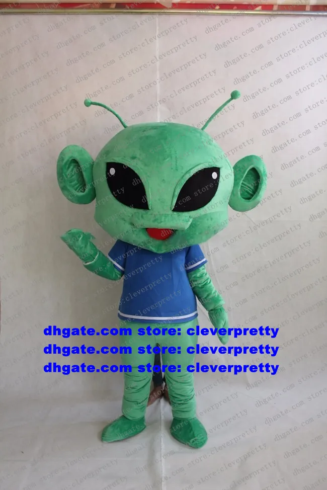 Green Alien Mascot Costume Extra Terrestrial Intelligent Beings Saucer ...