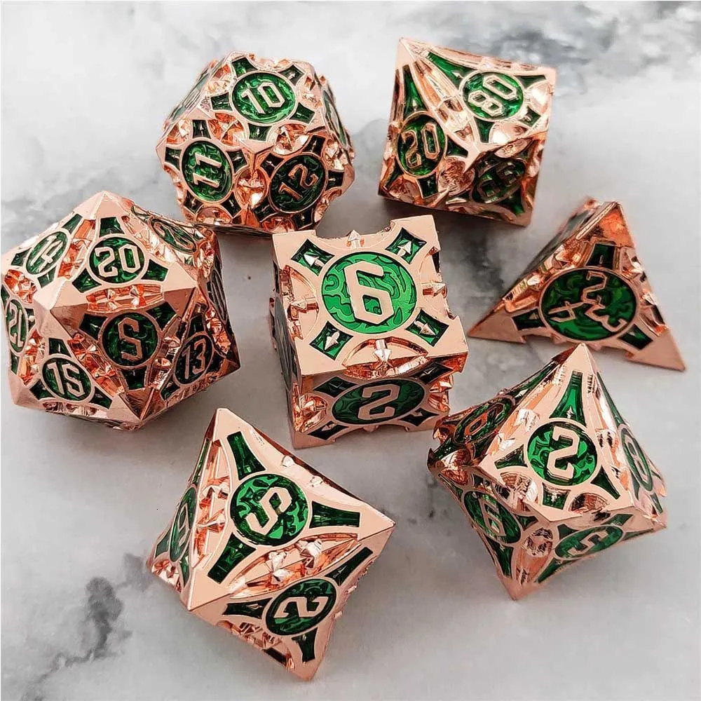 Metal Polyhedral Dice Set For Wooden Block Throwing Game And Parties ...