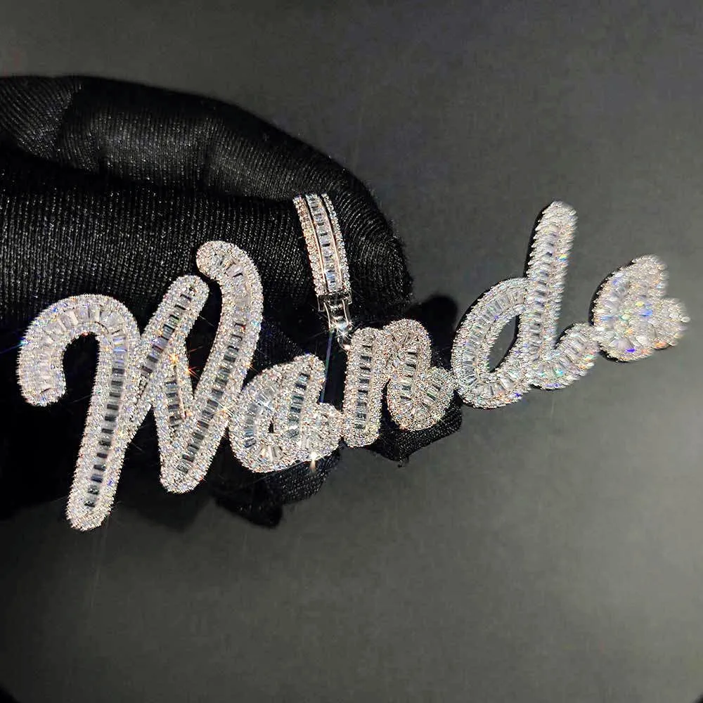 New Trendy Gold Plated Shiny CZ Stone DIY Custom Name Cursive Letter ...