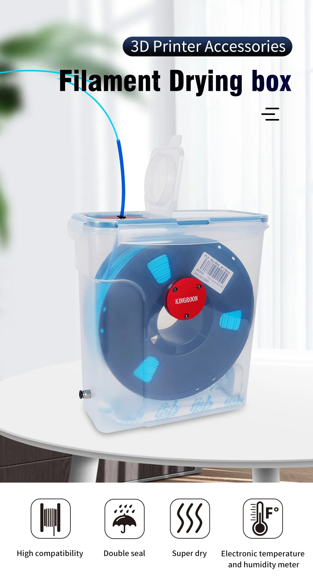 3D Printer Filament Storage Box with Spool Holder - Dry Storage ...
