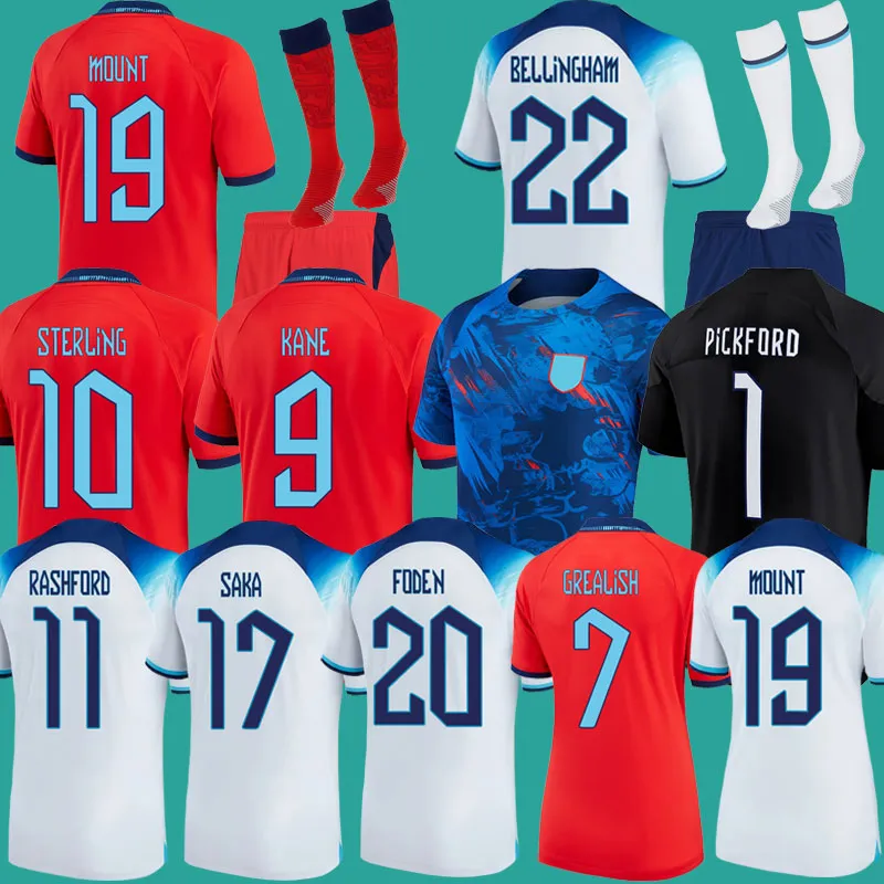 2022 Jerseys De F￺tbol Bellingham Rashford 2023 Inglaterra Foden Kane Sterling Grealish Saka ...