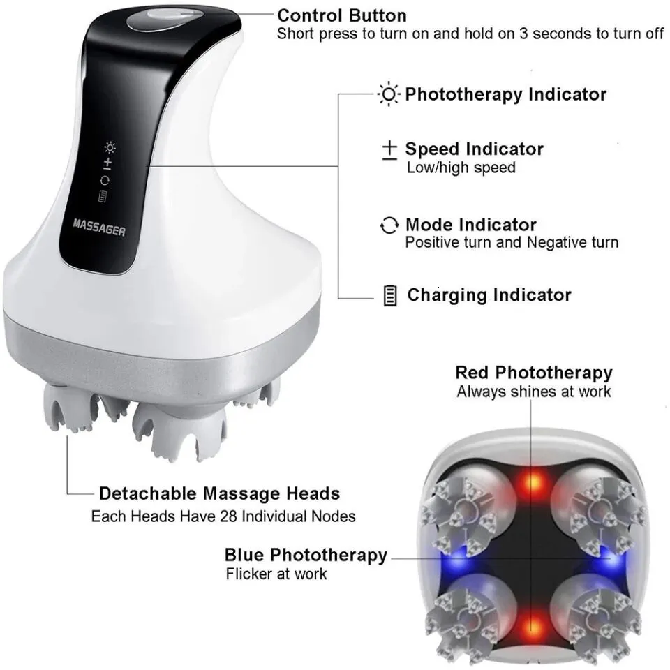 Electric Head Massager Scalp Massage Device with Kneading Function for ...