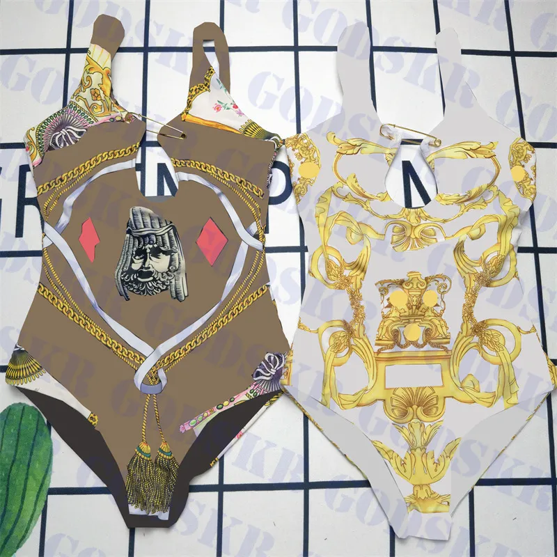 Designer Vintage Pattern One Piece Swimsuits For Women Stylish Pin Up ...