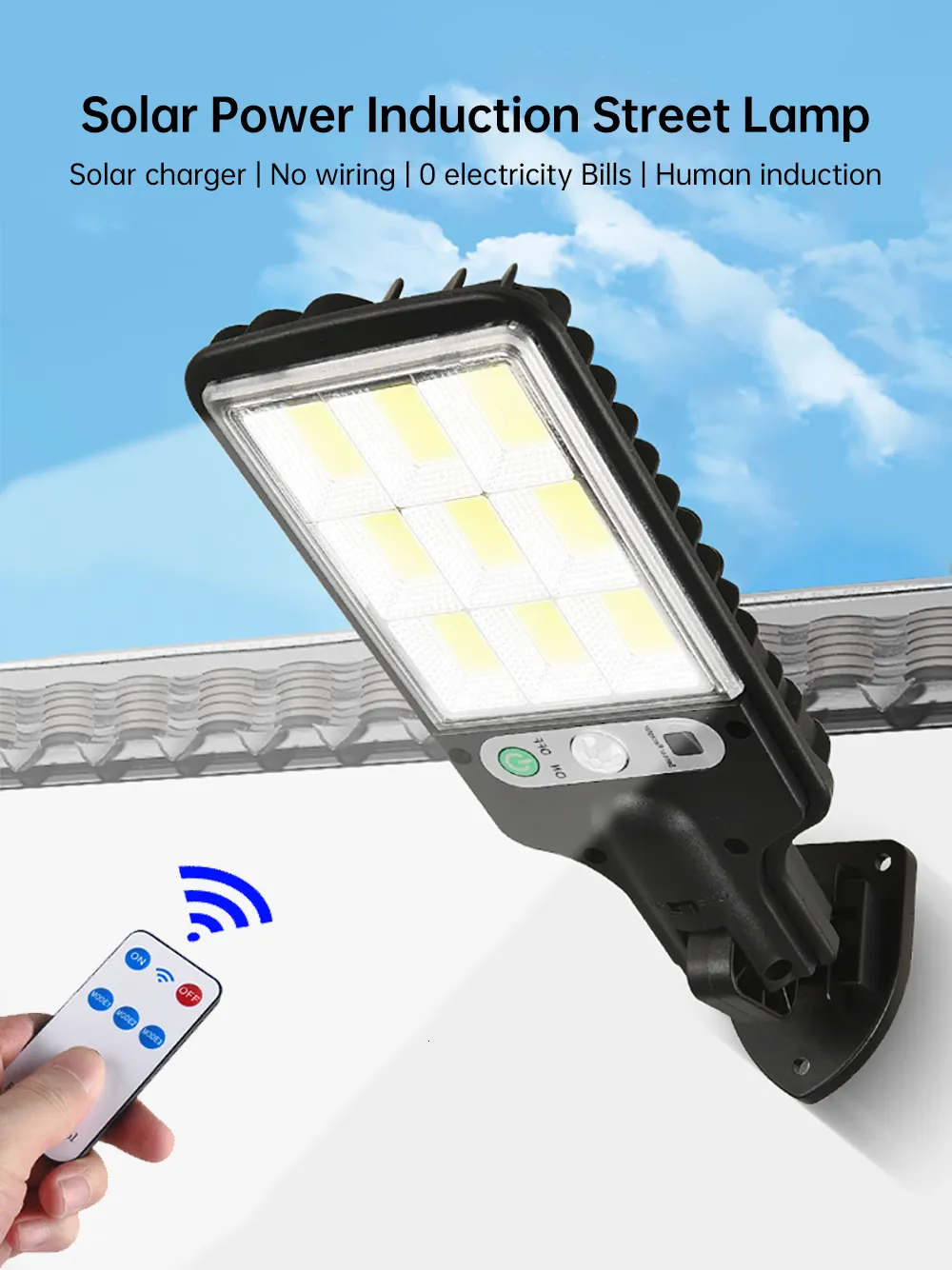 COB LED Solar Street Light Outdoor Waterproof IP65 with PIR Motion ...