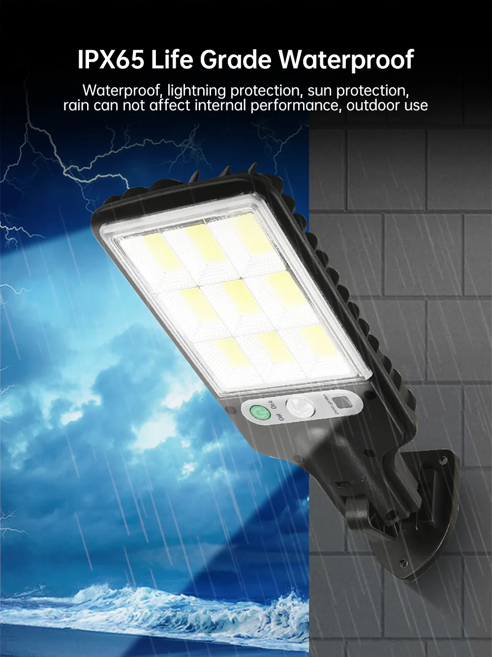 COB LED Solar Street Light Outdoor Waterproof IP65 with PIR Motion ...