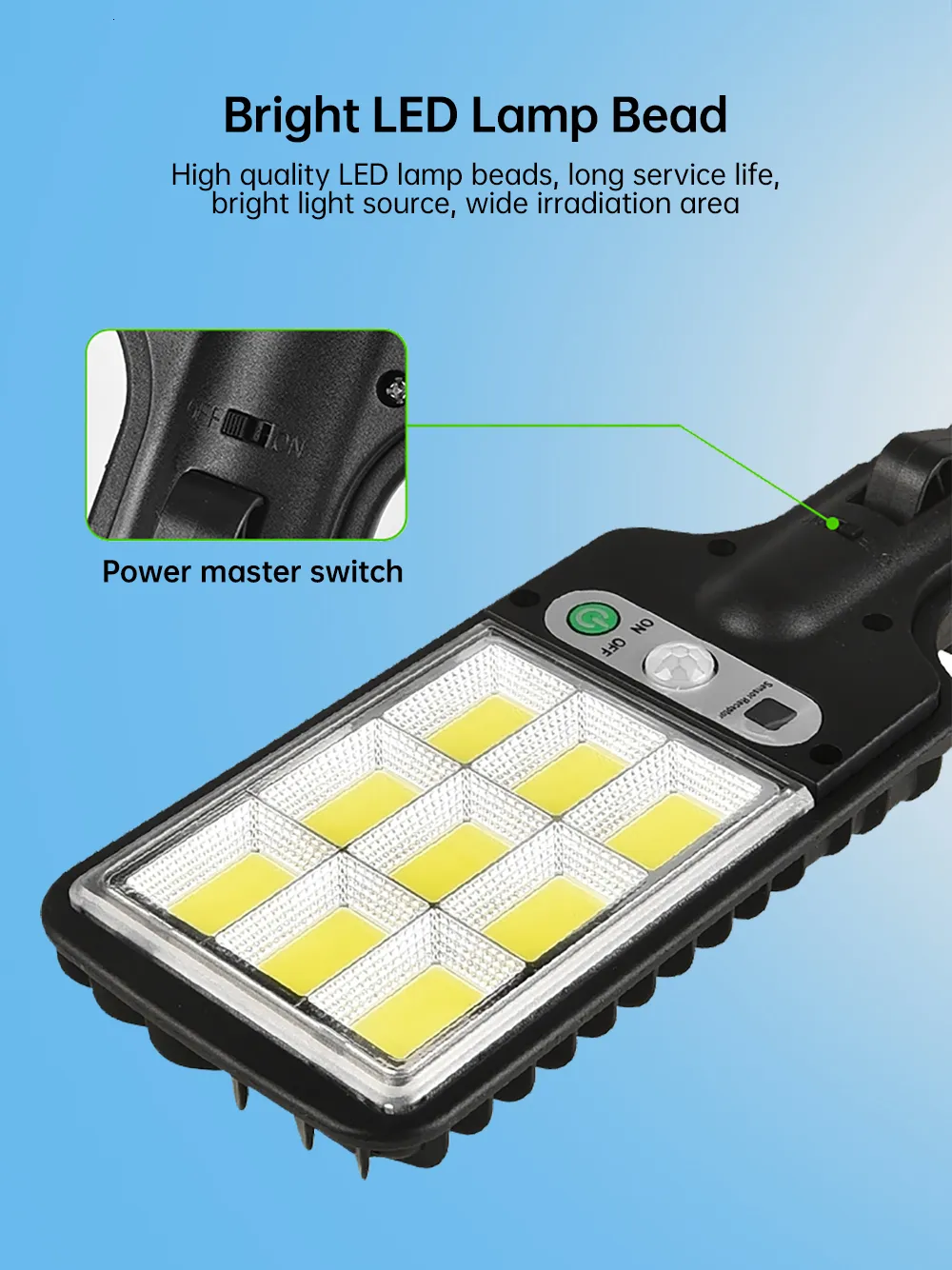 COB LED Solar Street Light Outdoor Waterproof IP65 with PIR Motion ...