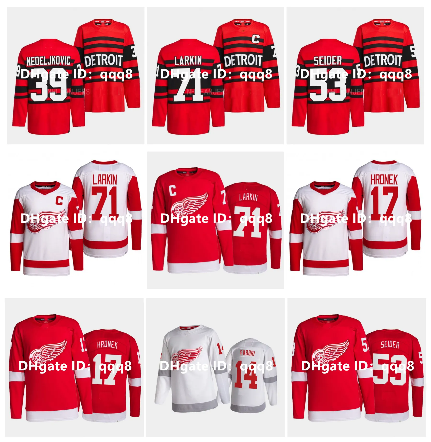 2022 Reverse Retro Detroit Moritz Seider Hockey Jerseys Dylan Larkin ...