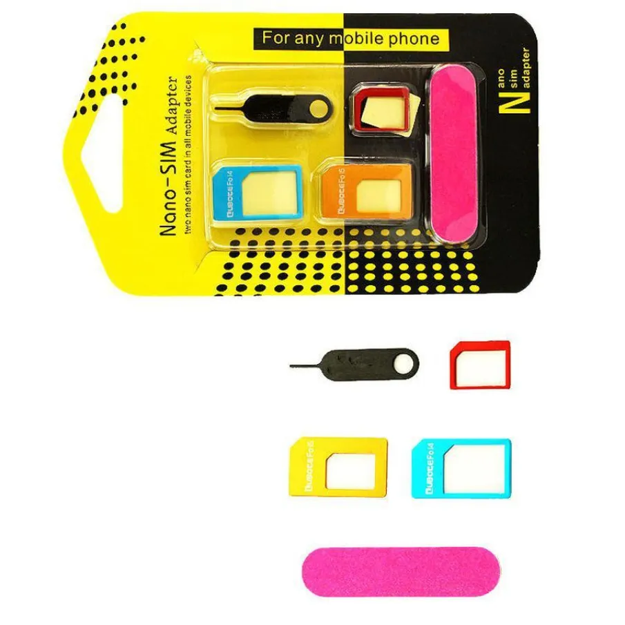 Universal 5 In 1 Micro Nano And Standard Sim Card Micro Usb Adapter ...