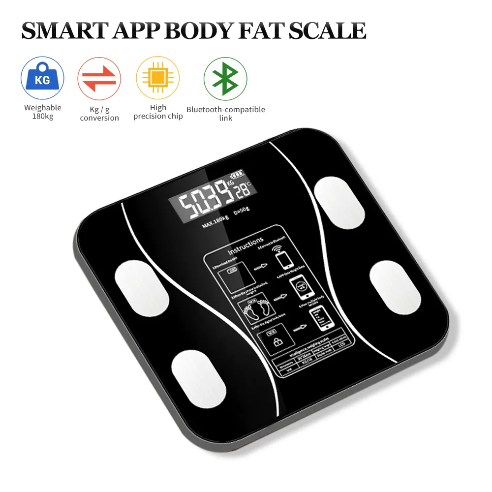 Smart Scales Body Fat Scale Smart Wireless Digital Bathroom Weight ...