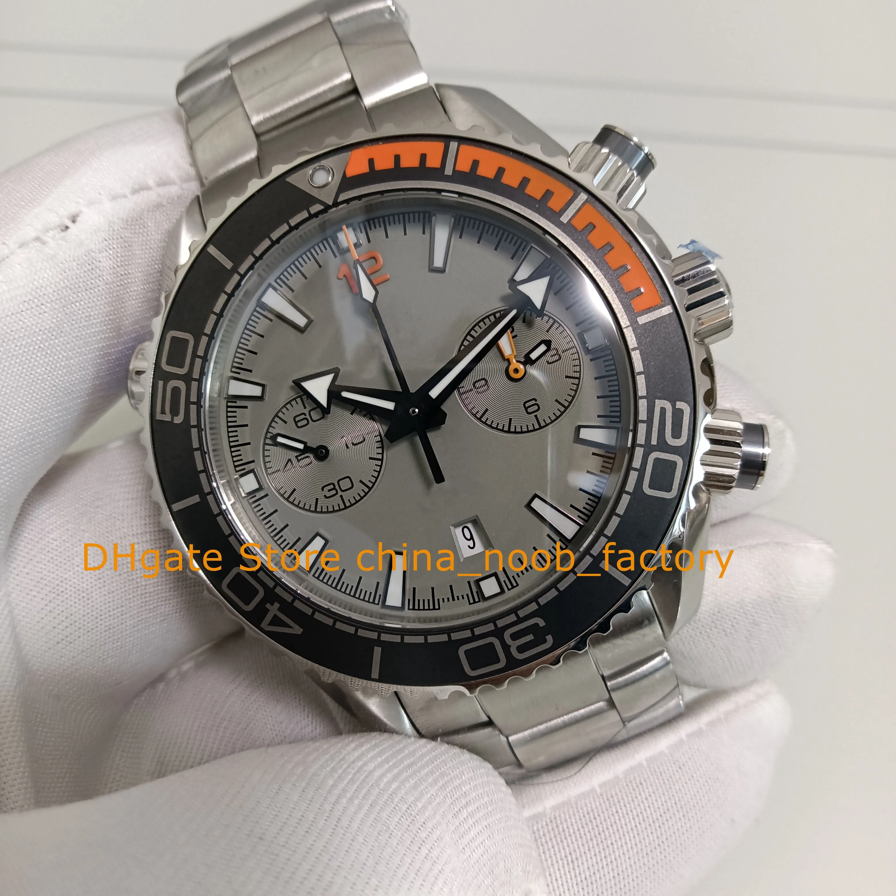 Automatic Chronograph Watch For Mens Grey Dial Sapphire Glass Ceramic ...