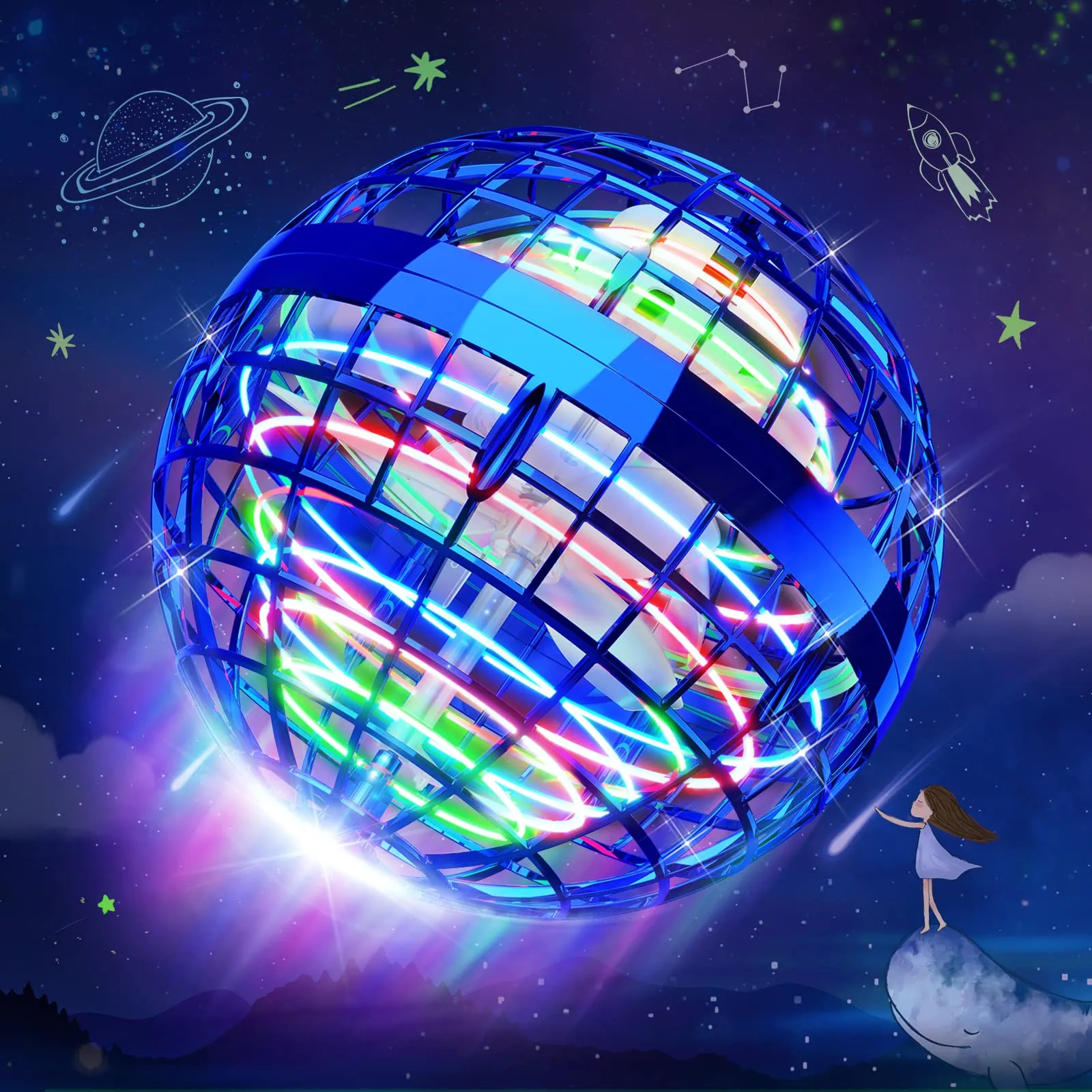 Flying Orb Ball Upgraded Magic LED Light Spinner, Indoor/Outdoor ...