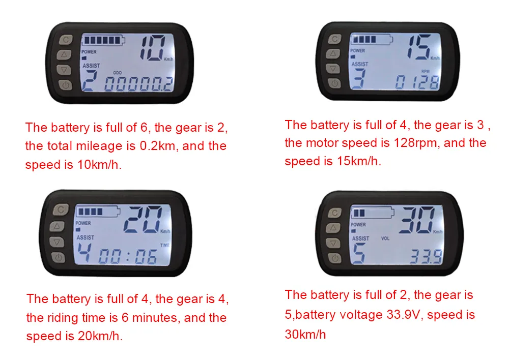 Ebike Speedometer: Mini LCD Display 24V 48V Waterproof Electric Bike ...